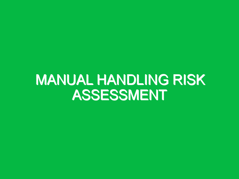 Manual handling risk assessment - Safety Notes