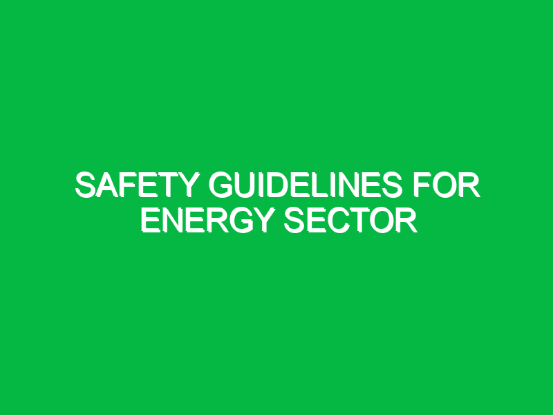 Safety Guidelines for Energy Sector - Safety Notes