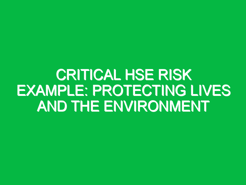 Critical HSE Risk Example: Protecting Lives and the Environment ...