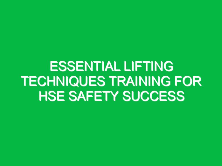 A Training Program To Teach Proper Lifting Techniques Should Cover