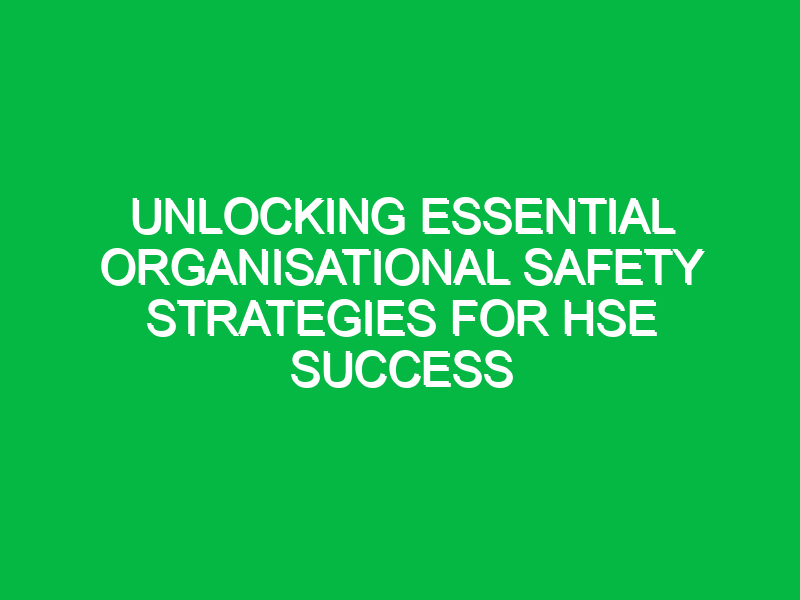 Unlocking Successful Organisational Change in HSE Practices - Safety Notes