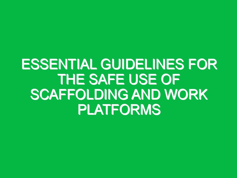 Essential Guidelines for the Safe Use of Scaffolding and Work Platforms ...